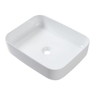 Lordear 20"x15" Rectangle Bathroom Vessel Sink Above Counter White Porcelain Ceramic Vanity Sink ...